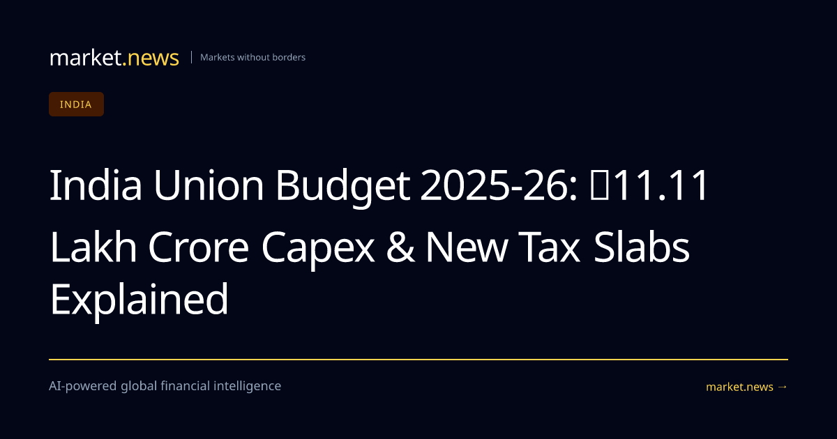 India Union Budget 2025-26: ₹11.11 Lakh Crore Capex & New Tax Slabs ...